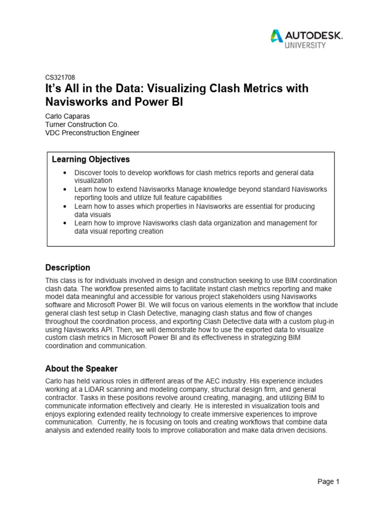 Class Handout CS321708 Carlo Caparas | PDF | Building Information Modeling | Microsoft Excel