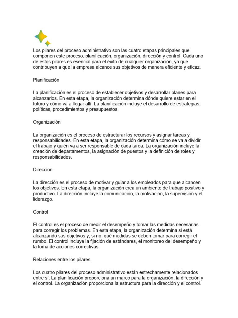 Los Pilares Del Proceso Administrativo Son Las Cuatro Etapas ...