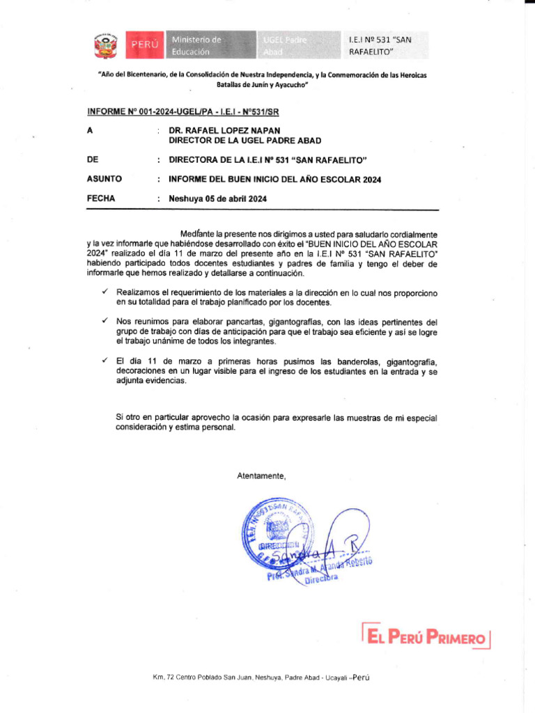 Informe 001 2024 SR | PDF