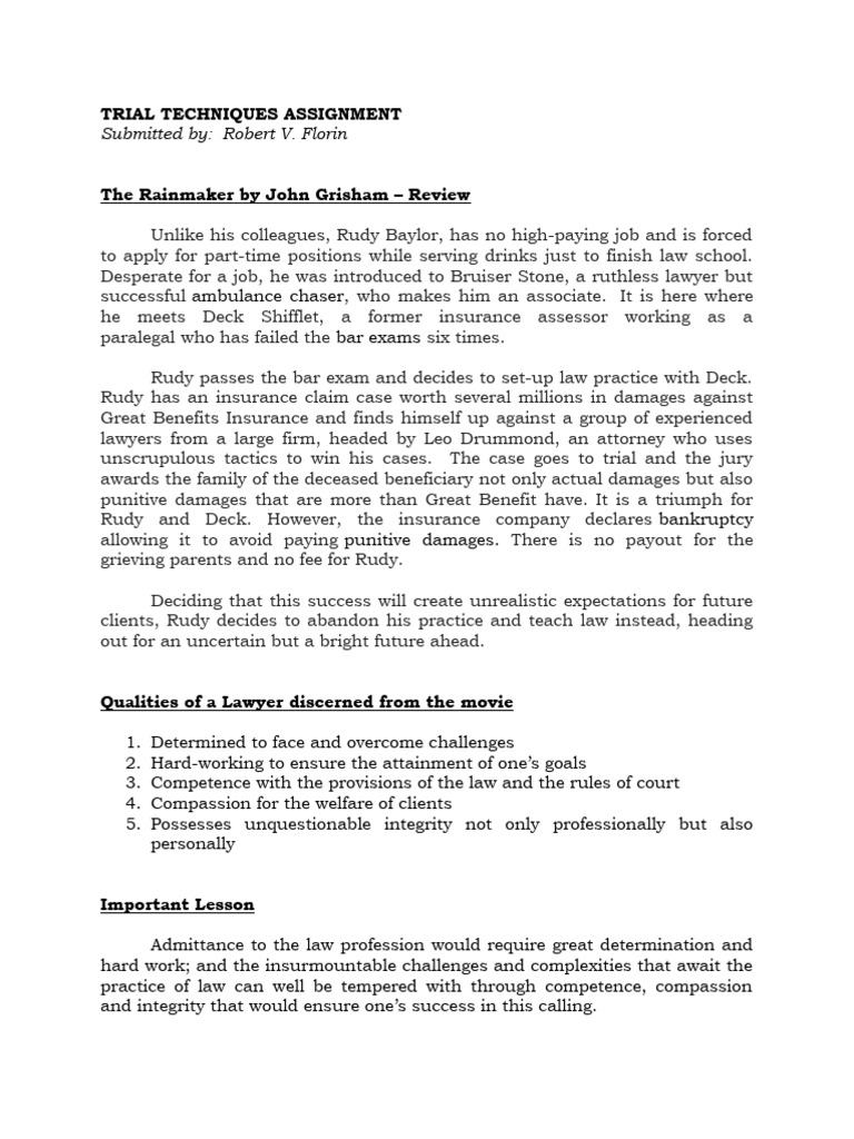 Trial Techniques Assignment 1 | PDF