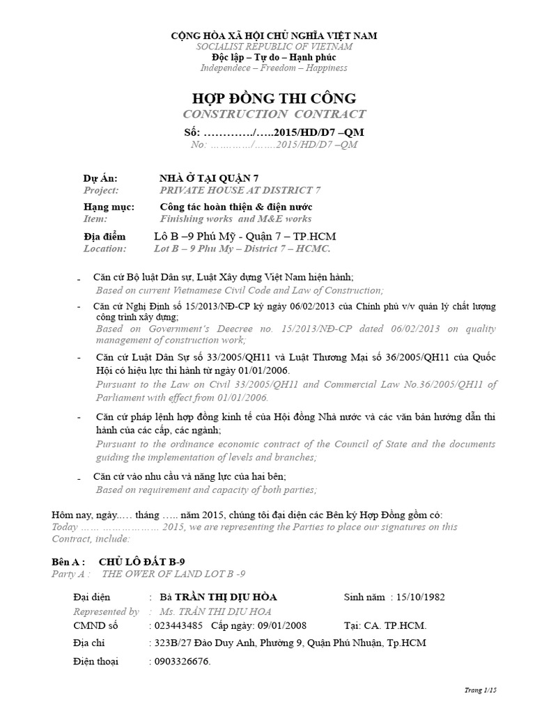 MR Luong Contract 25 05 2015 | PDF