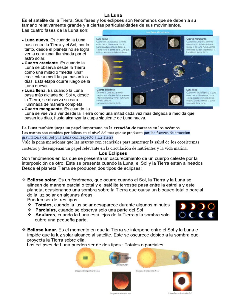 Ficha Informativa Los Eclipses | PDF