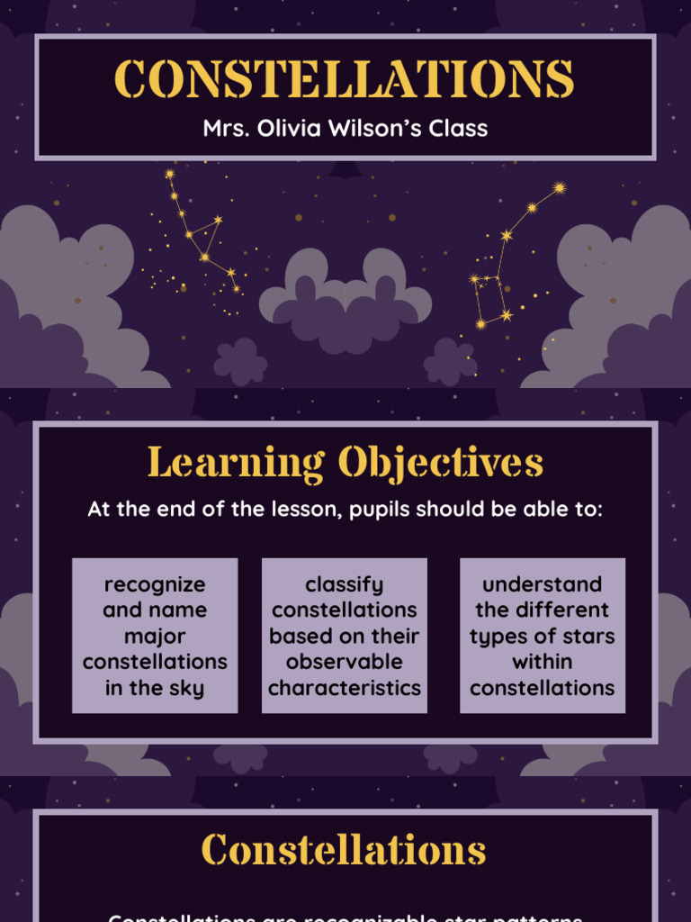 Constellations of Stars Educational Presentation in Purple and Yellow ...