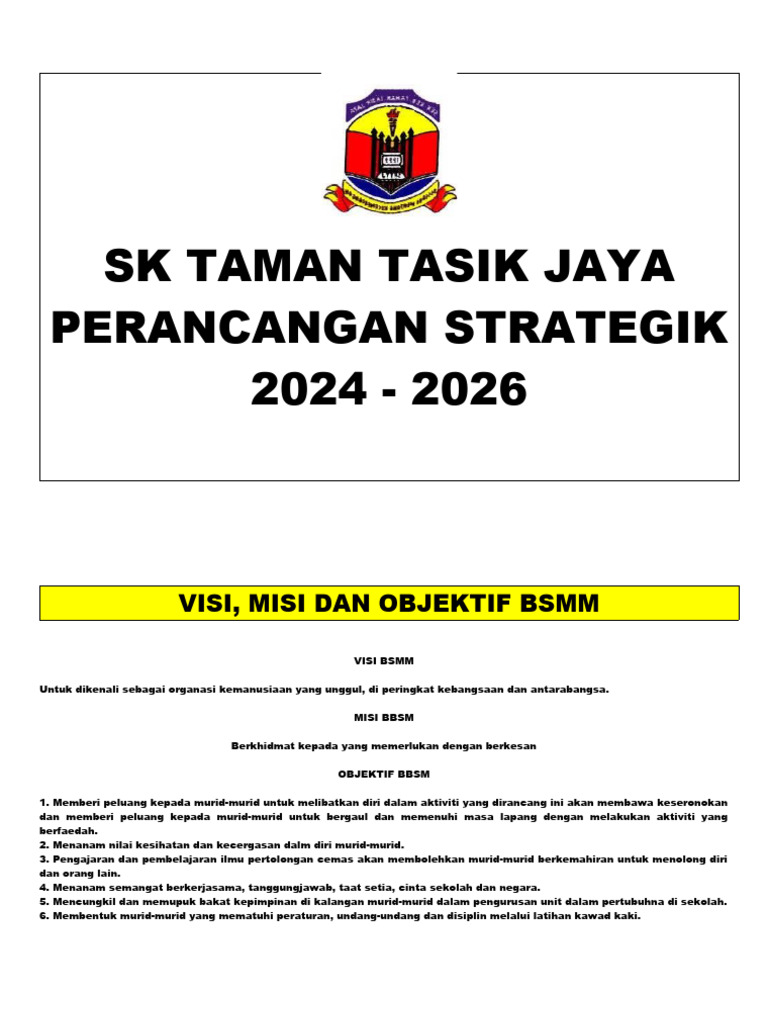 Pelan Strategik Bsmm 2024 Pdf