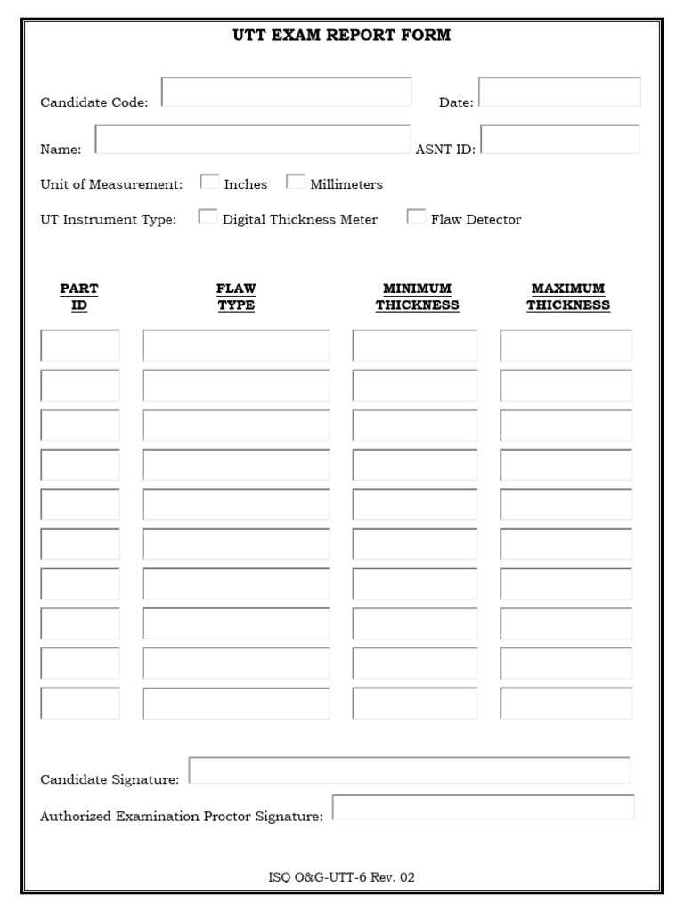 ISQ OG-UTT-6 Exam Report Form | PDF
