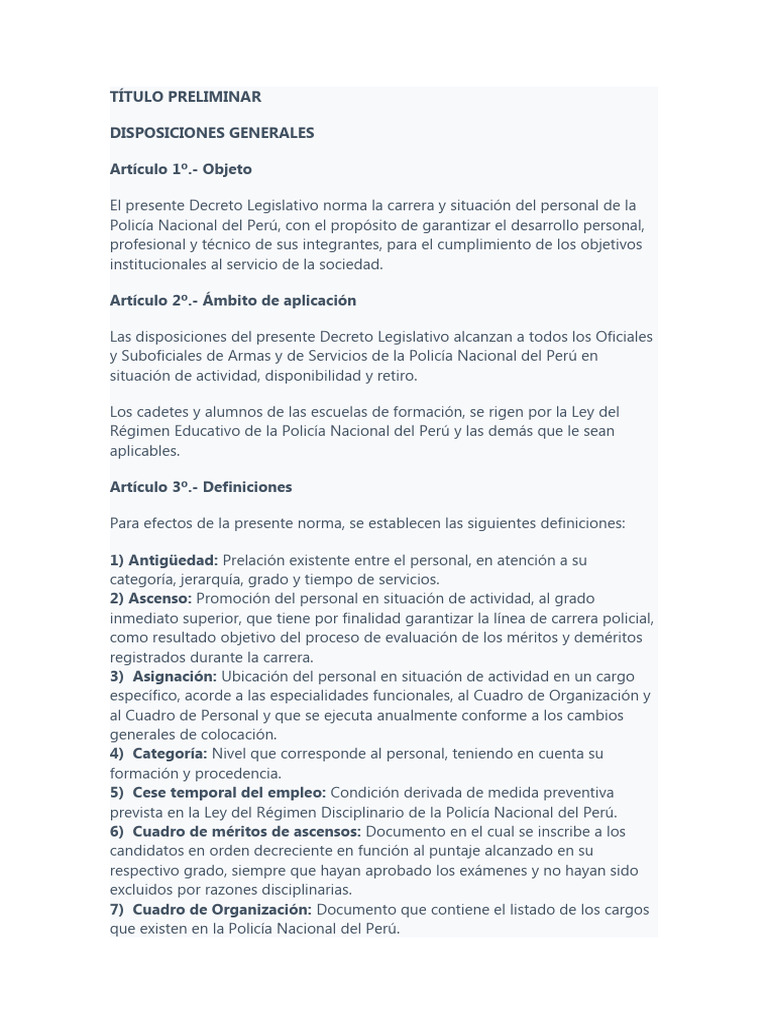 Ley de La Carrera y Situacion Del Personal PNP DL 1149 | PDF | Oficial ...
