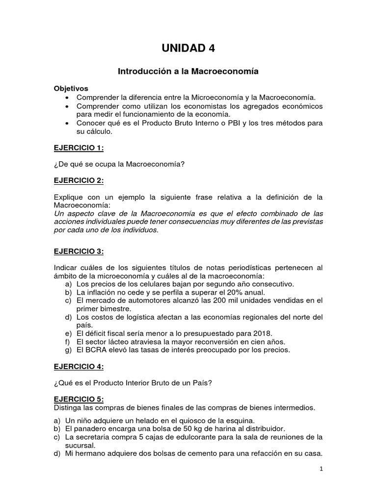 Introduccion A La Macroeconomia Ejercicios | PDF | Producto Interno Bruto | Macroeconómica