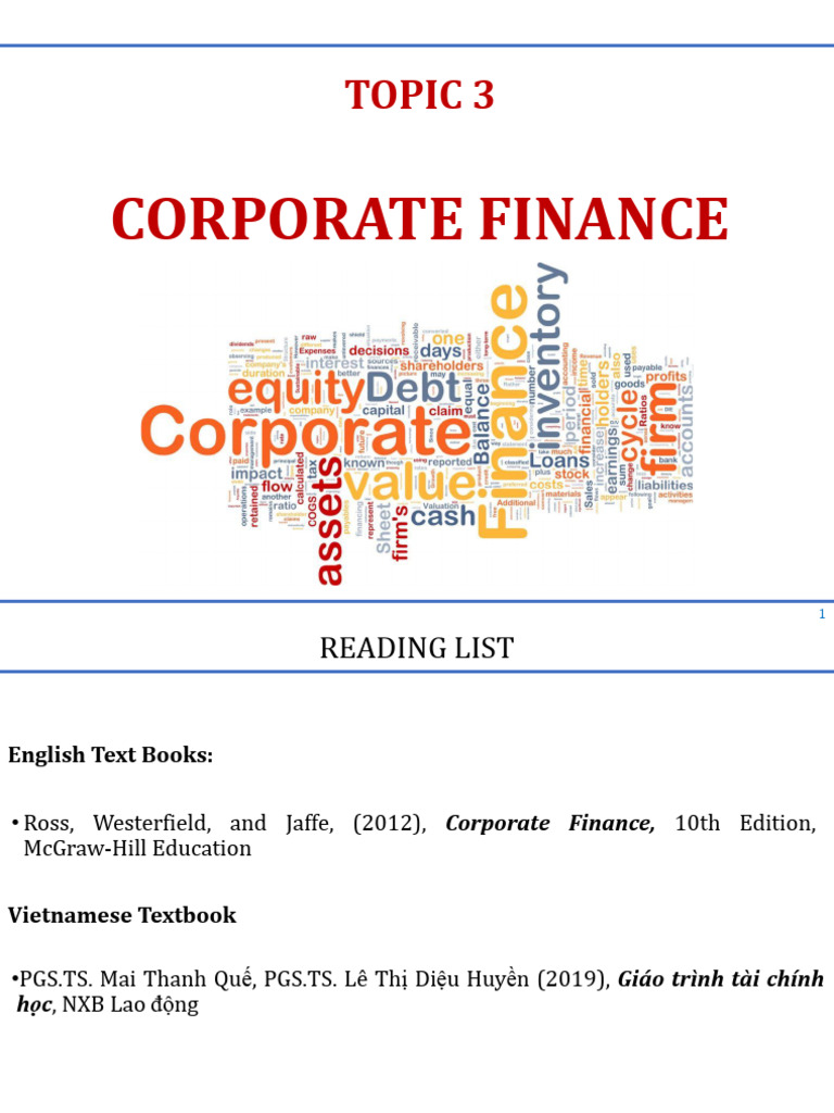 Topic 3. Corporate Finance | PDF | Equity (Finance) | Dividend