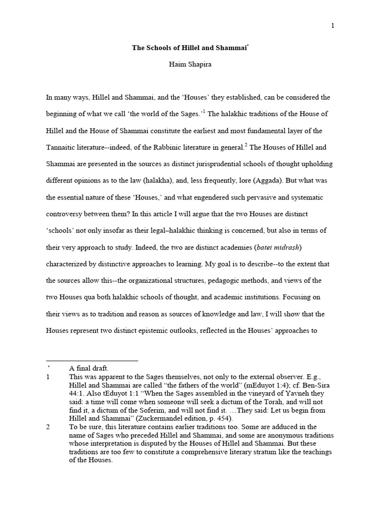 The School of Hillel and Shammai | PDF | Talmud | Judaism