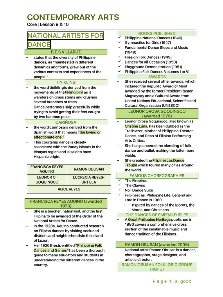 Contemporary Arts Lesson 9 & 10 | PDF