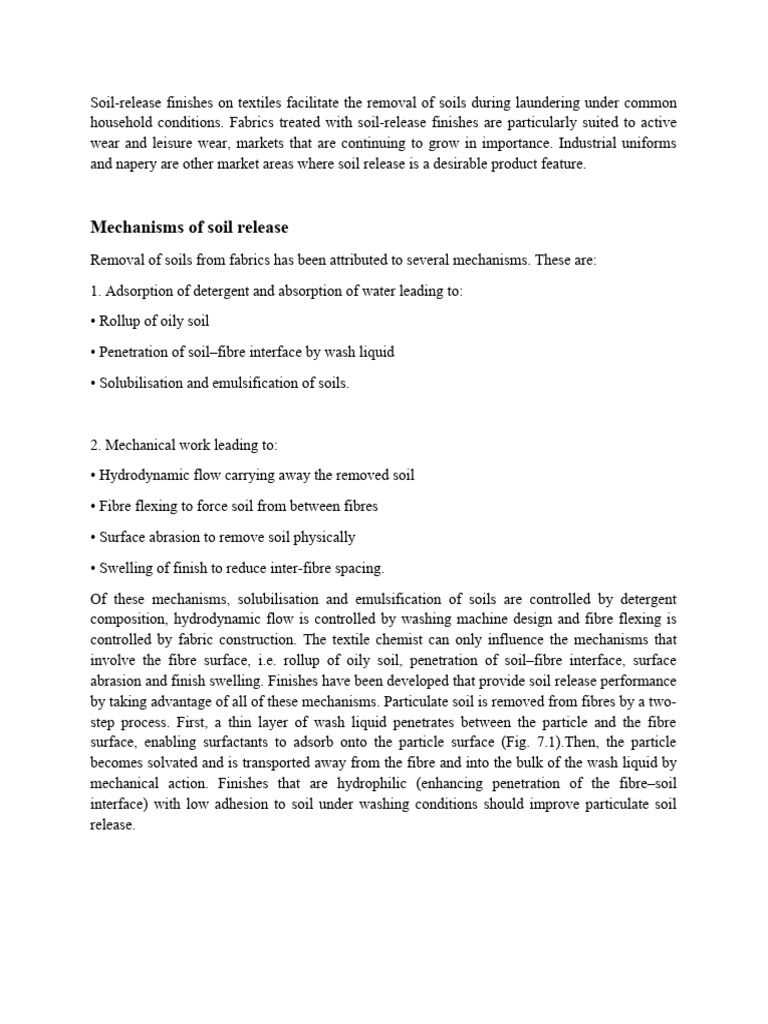 Soil Release Finish | PDF | Polyester | Polyethylene