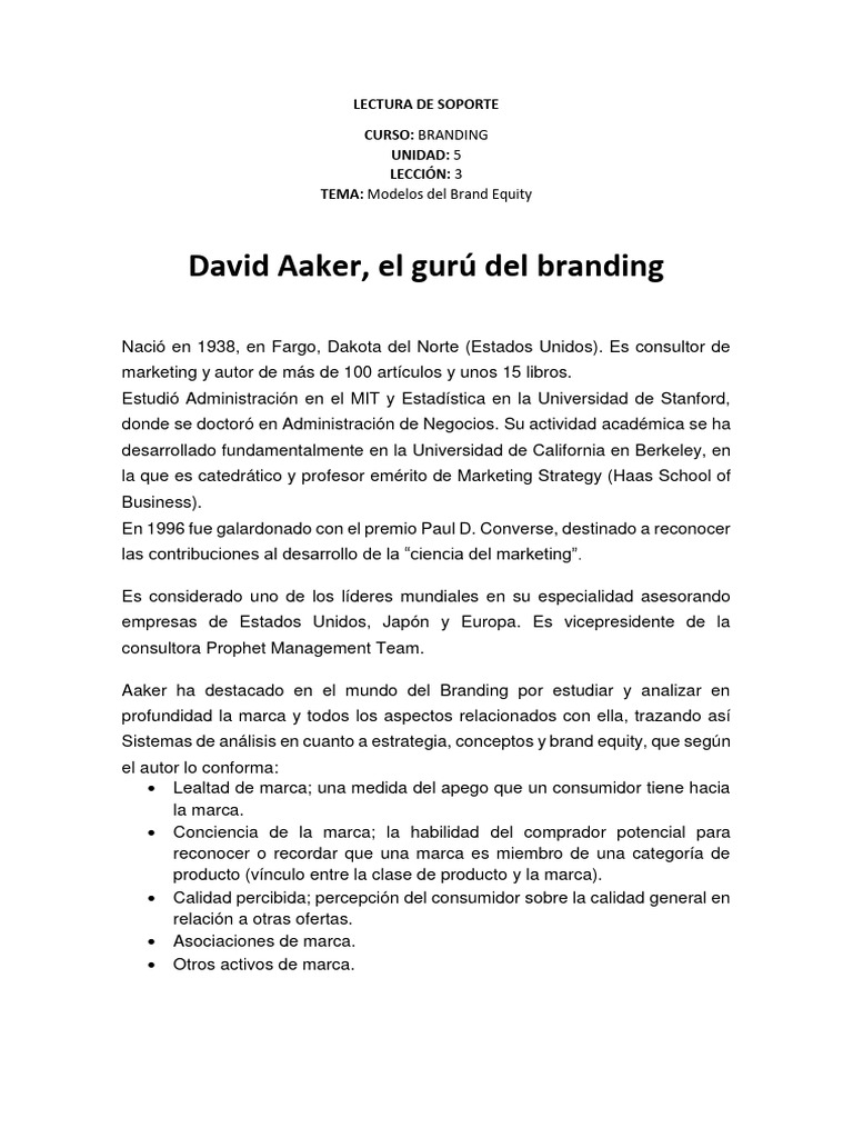 Modelos de Brand Equity de Aaker | PDF | Marca | Gestión de la marca