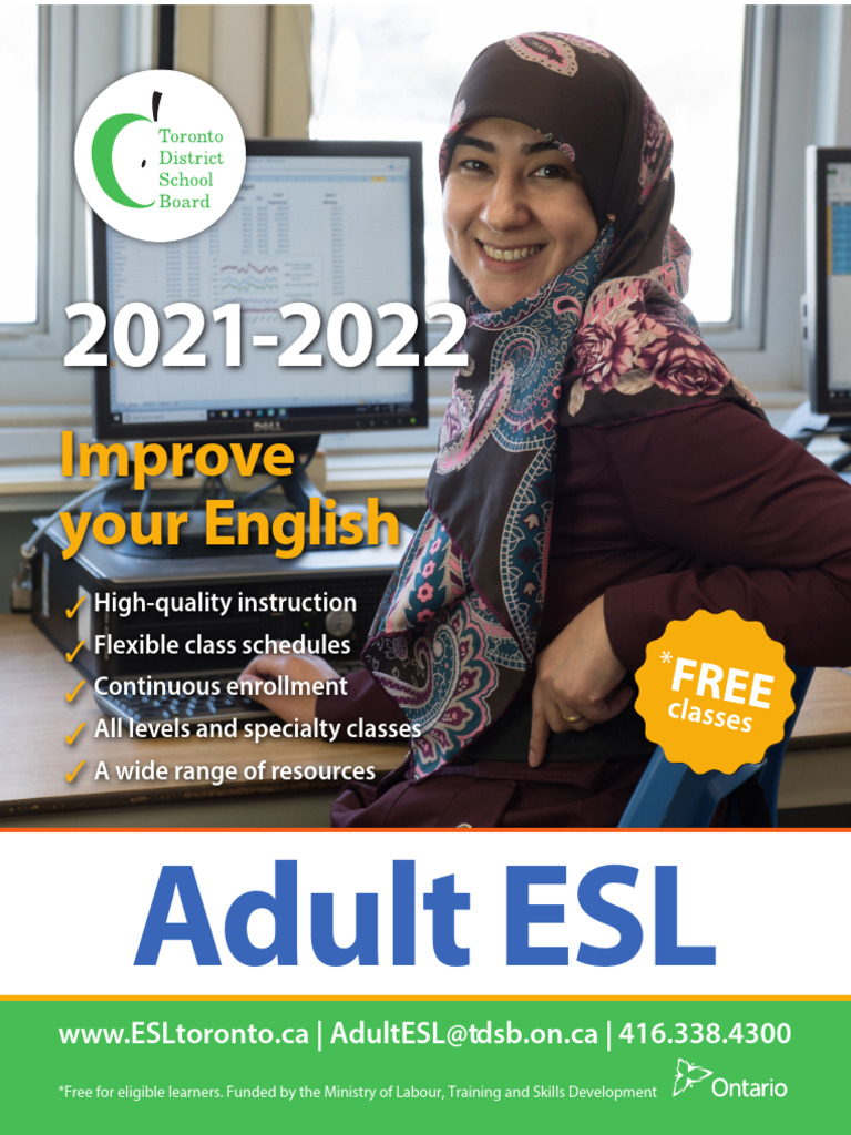 Adult ESL 2021-22 Brochure | PDF | English As A Second Or Foreign Language | Linguistics