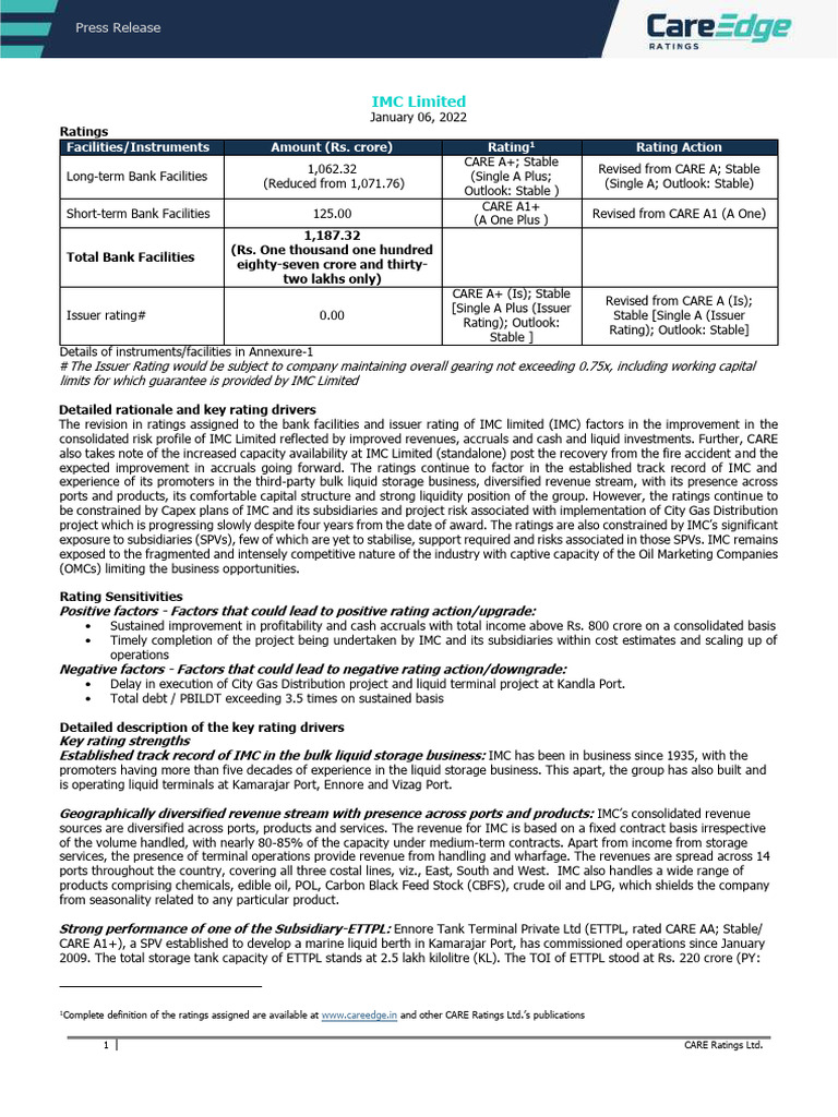 IMC Limited | PDF | Credit Rating Agency | Loans
