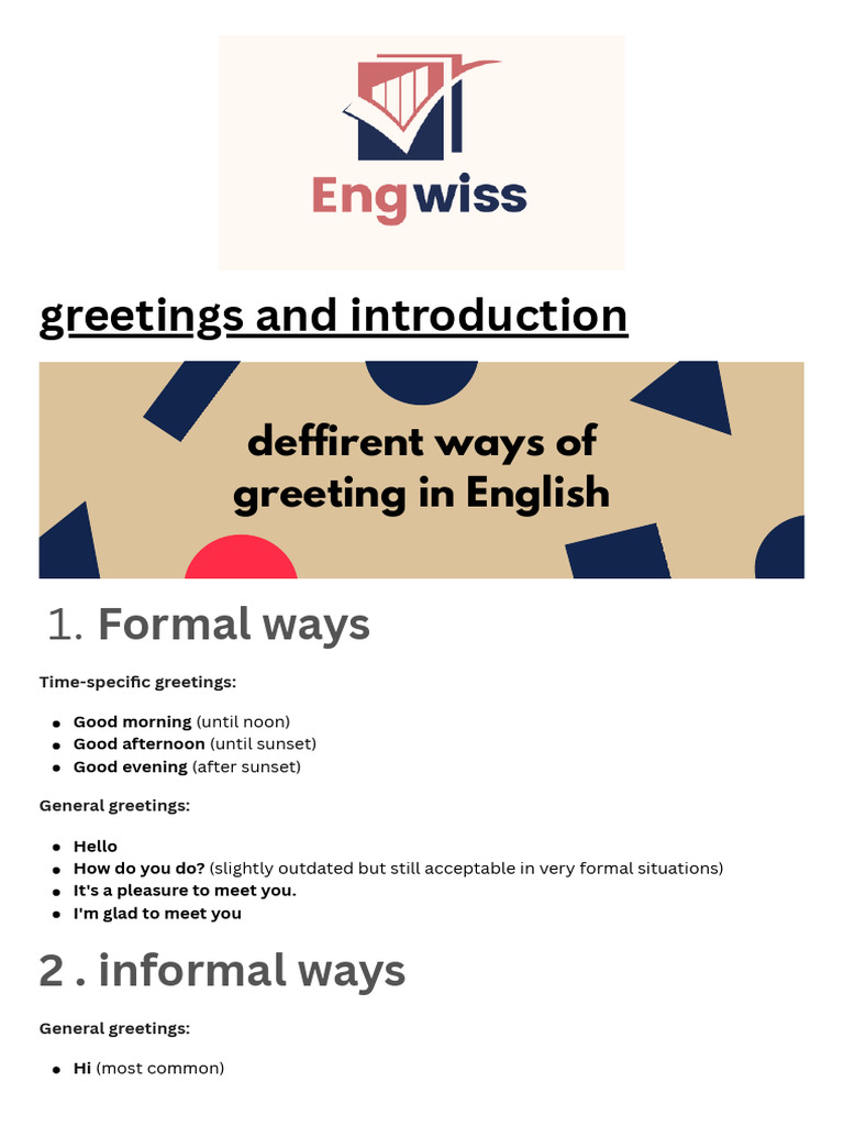greetings and introduction | PDF