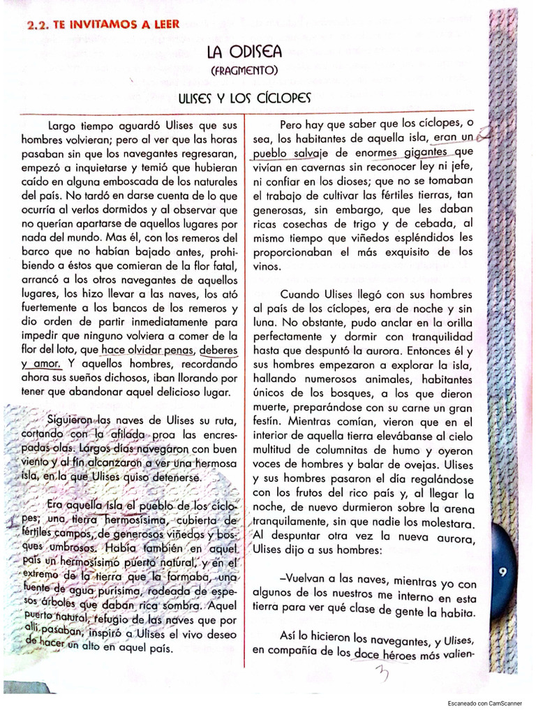 Fragmento La Odisea | PDF