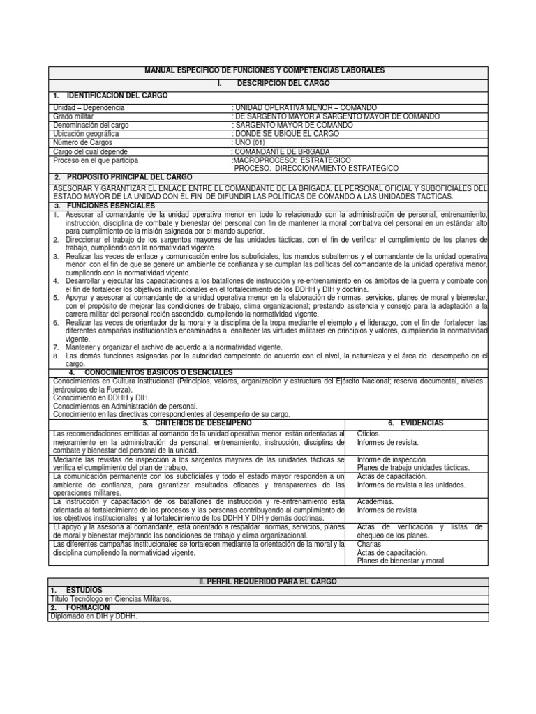 Funciones del Sargento Mayor de Comando | PDF | Sargento | Personal ...