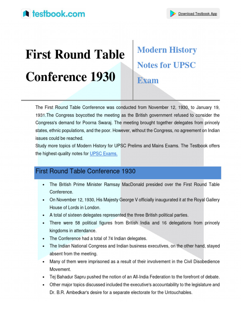 First Round Table Conference Overview | PDF | Politics Of India ...