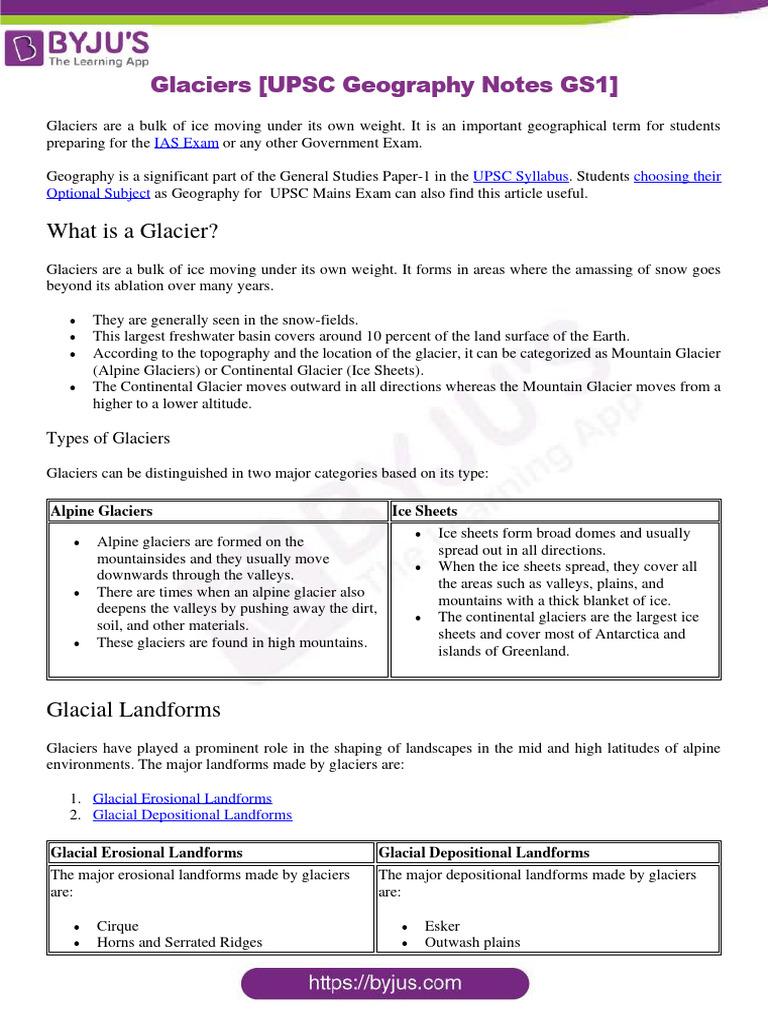 Glaciers UPSC | PDF | Glacier | Himalayas