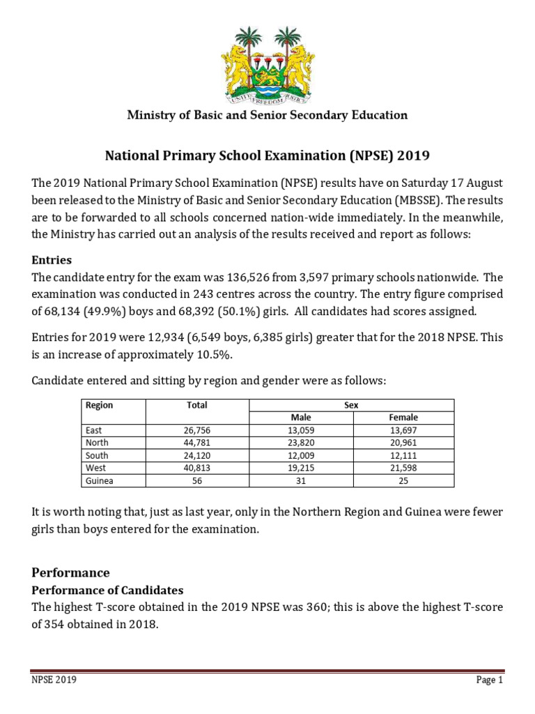 NPSE 2019 Preliminary Analysis Report | PDF | Educational Stages