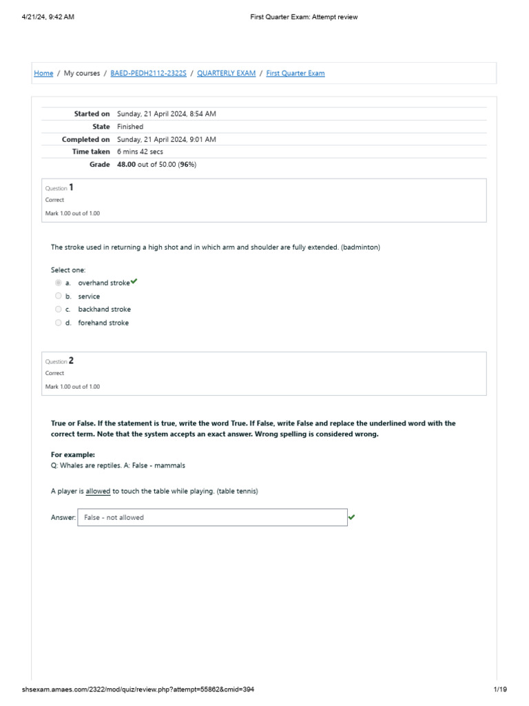 Pe Exam Pdf Table Tennis Ball Games