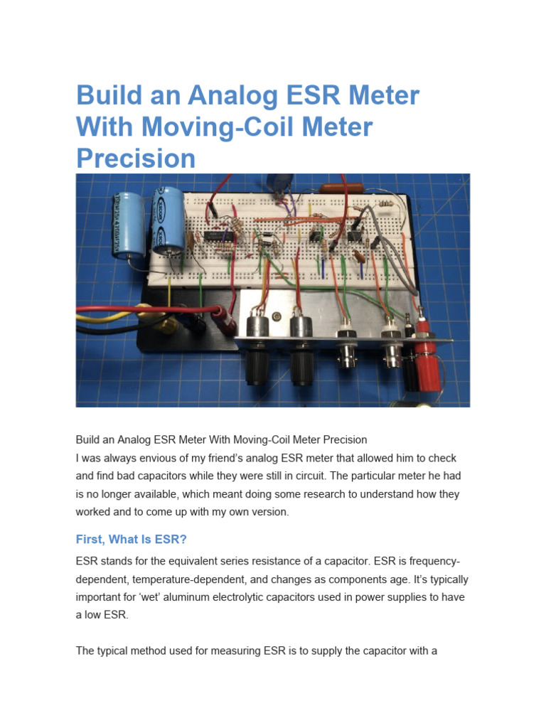 Build an Analog ESR Meter With Moving | PDF | Capacitor | Amplifier