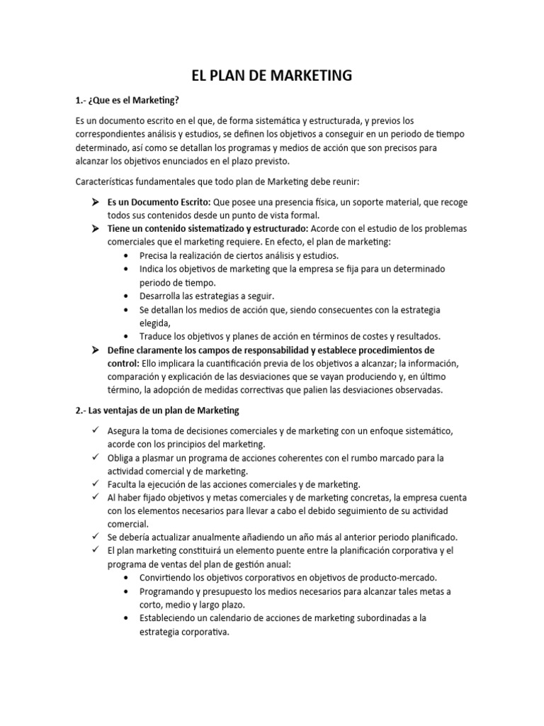 EL PLAN DE MARKETING | PDF | Marketing | Business