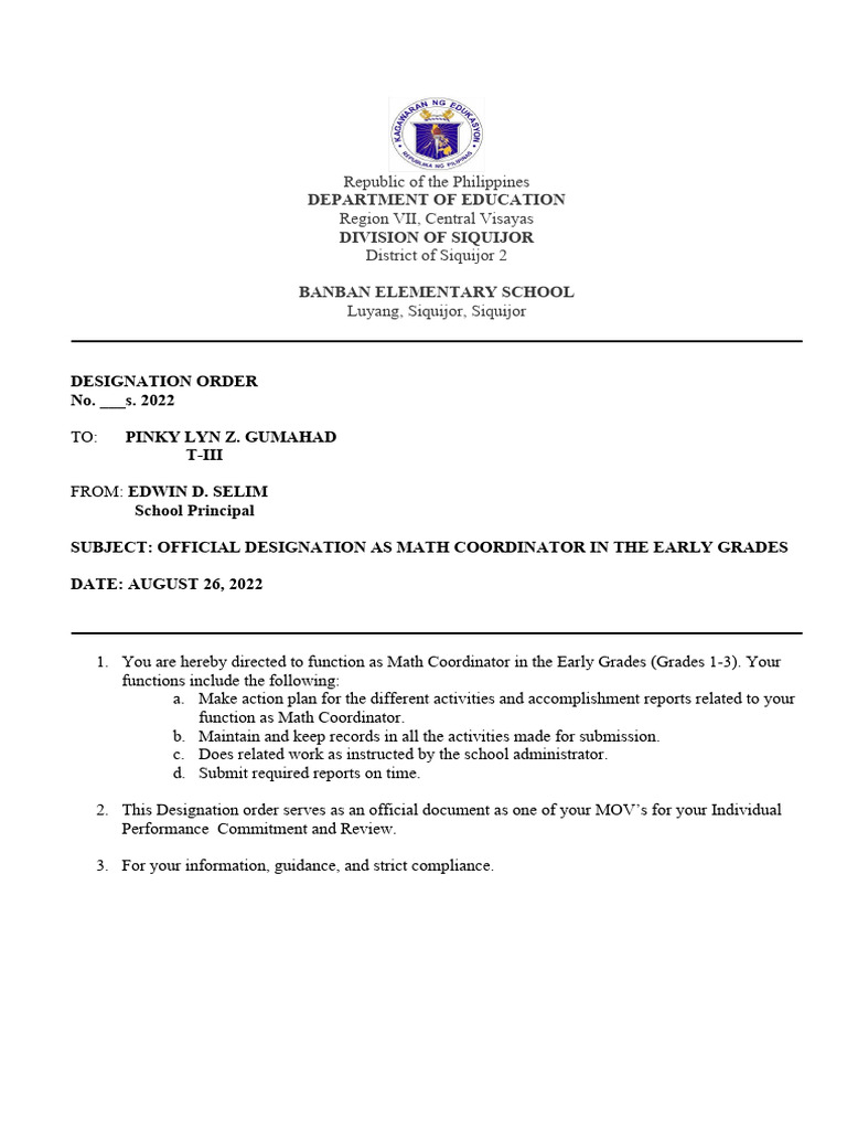 Designation Order | PDF