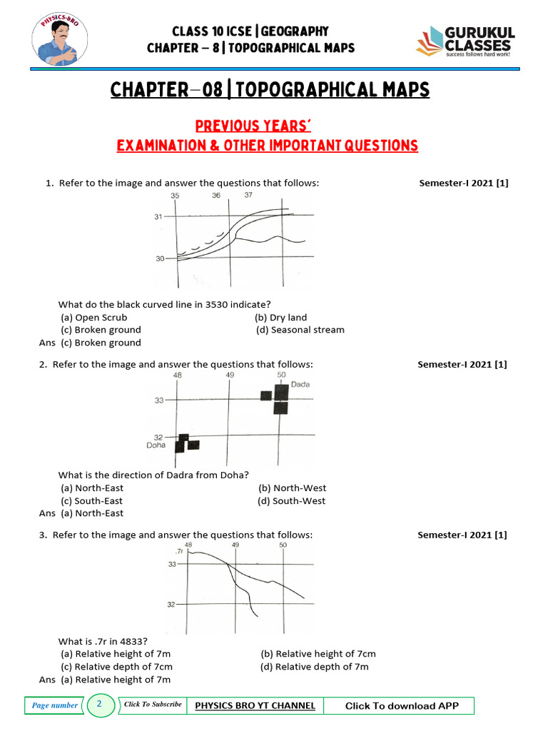 Topographical Maps: Class 8 Guide | PDF | Topography | Contour Line