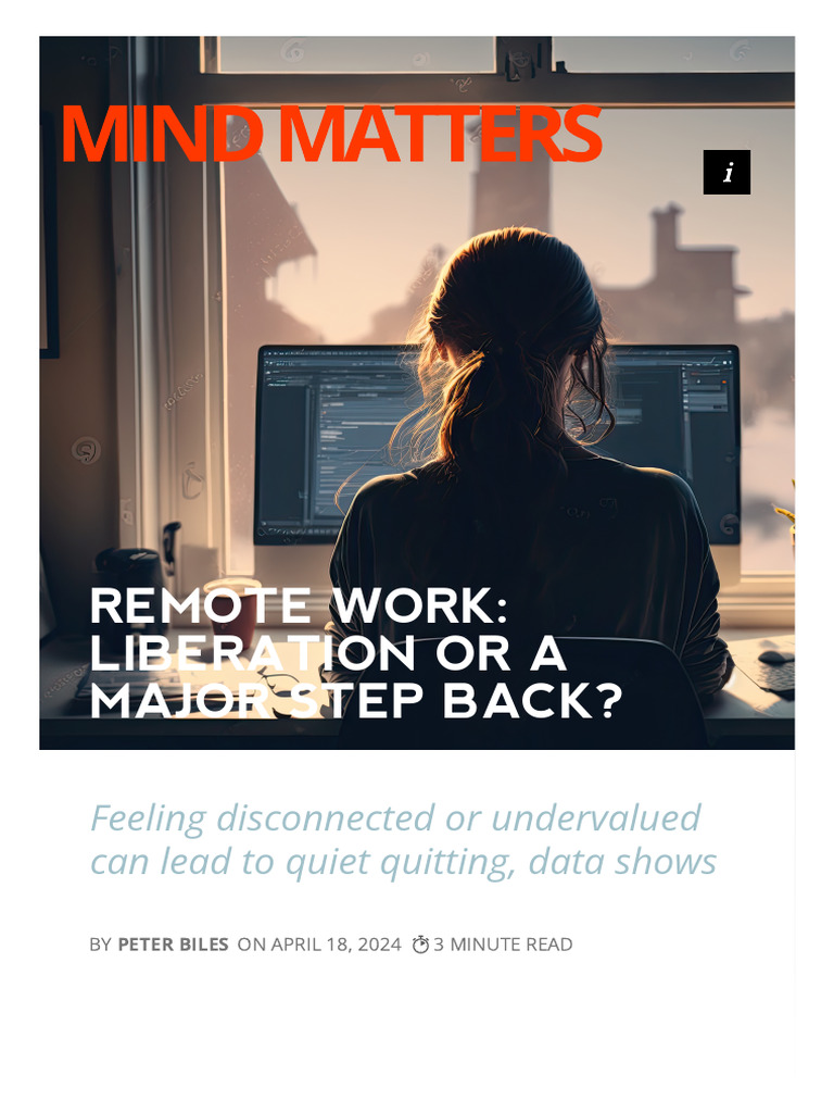 Remote Work - Liberation or A Major Step Back - Mind Matters | PDF | Industrial Relations ...