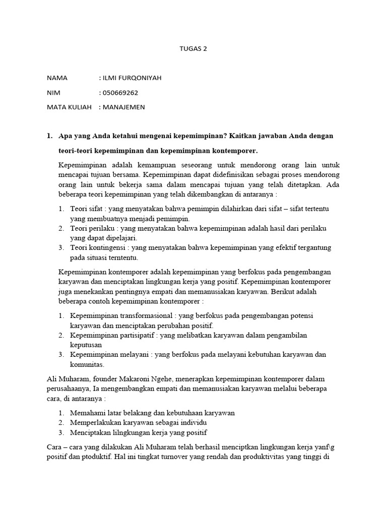 Tugas 2 Manajemen Sesi 5 | PDF | Karier & Perkembangan | Bisnis