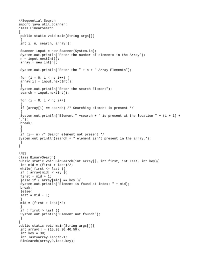 LS, BS, SS, Is | PDF | Computer Programming | Algorithms And Data Structures