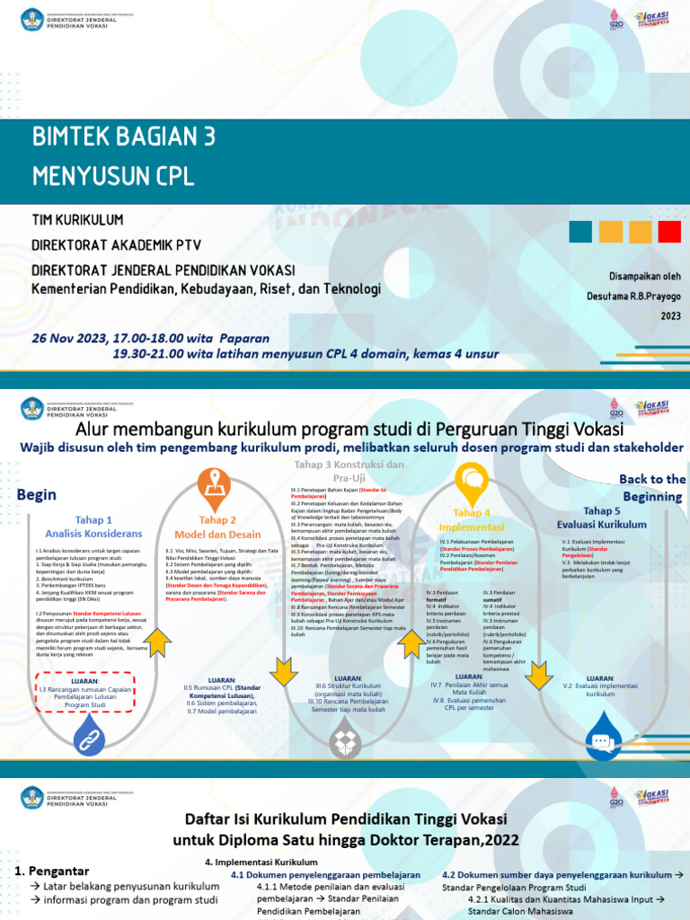 Dok 3 BIMTEK KURIKULUM 2023 - Penyusunan CPL-R2 - PNK - Deta | PDF