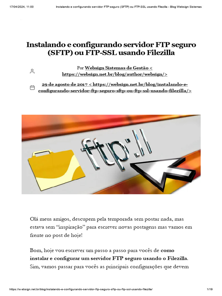 Instalando e Configurando Servidor FTP Seguro (SFTP) Ou FTP-SSL Usando Filezilla - Blog Websign ...