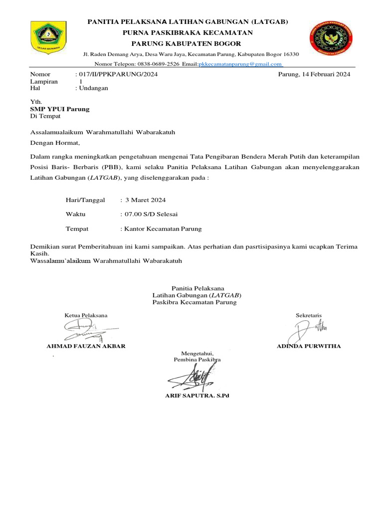 Contoh Surat Undangan Organisasi | PDF