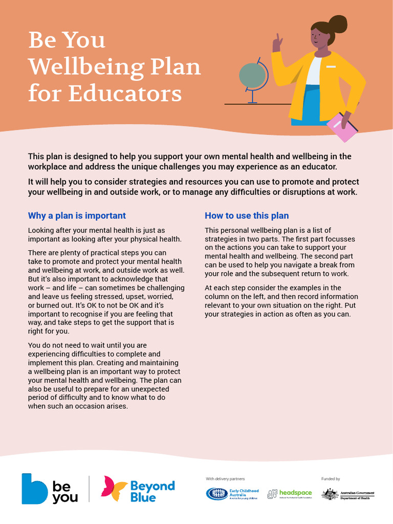 Be You Wellbeing Plan For Educators | PDF | Occupational Burnout ...