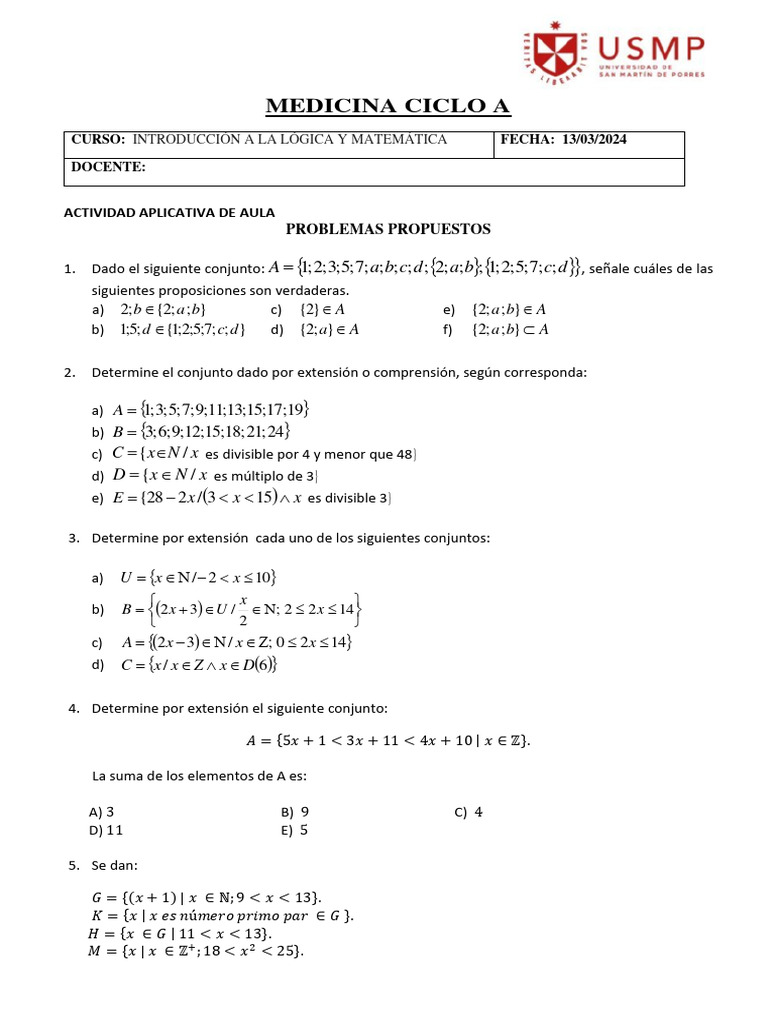 Practica S05 Introd A La Mat | PDF | Matemáticas | Lógica