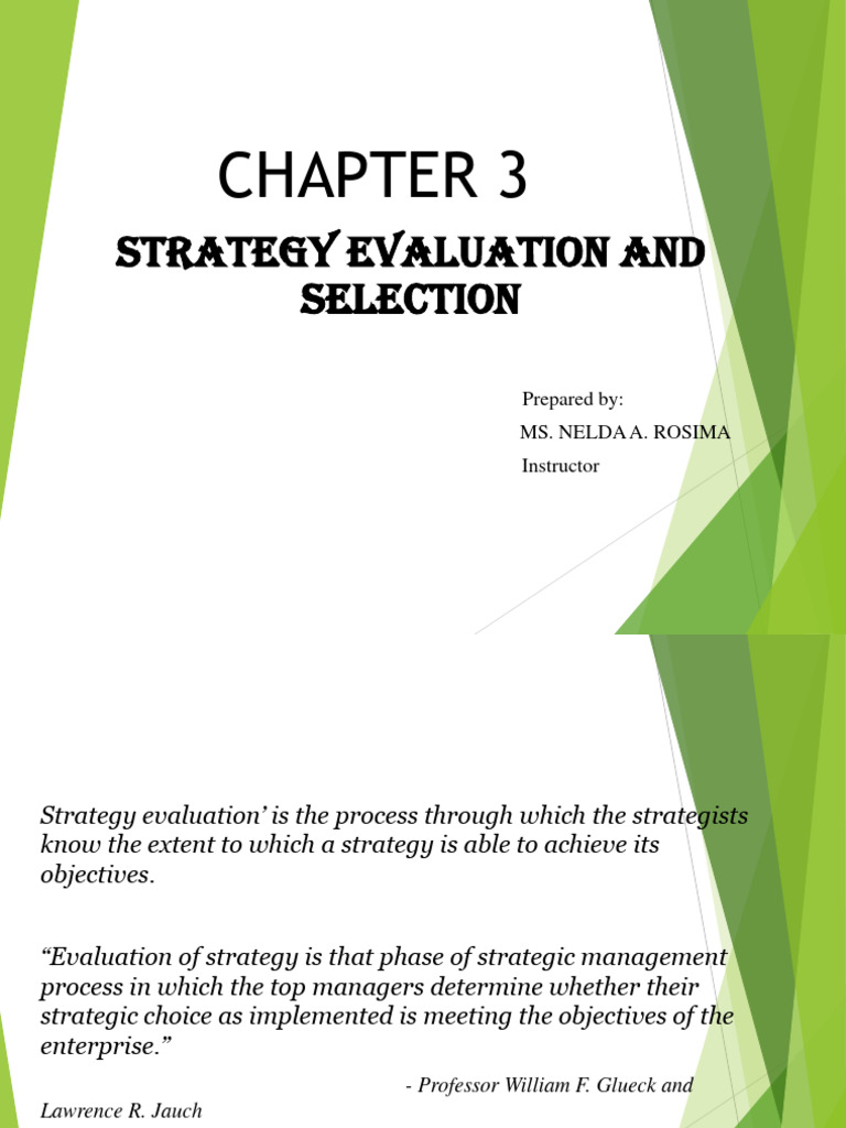 Strategy Evaluation and Selection Overview | PDF | Mergers And ...