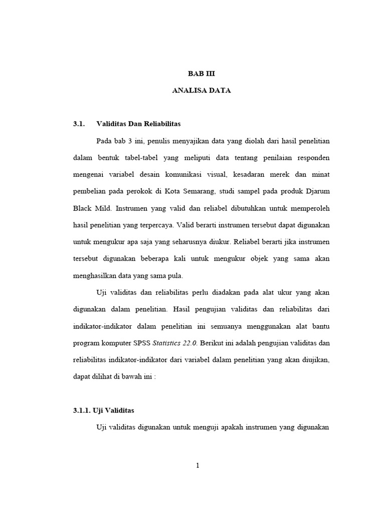 Analisis Validitas & Reliabilitas | PDF