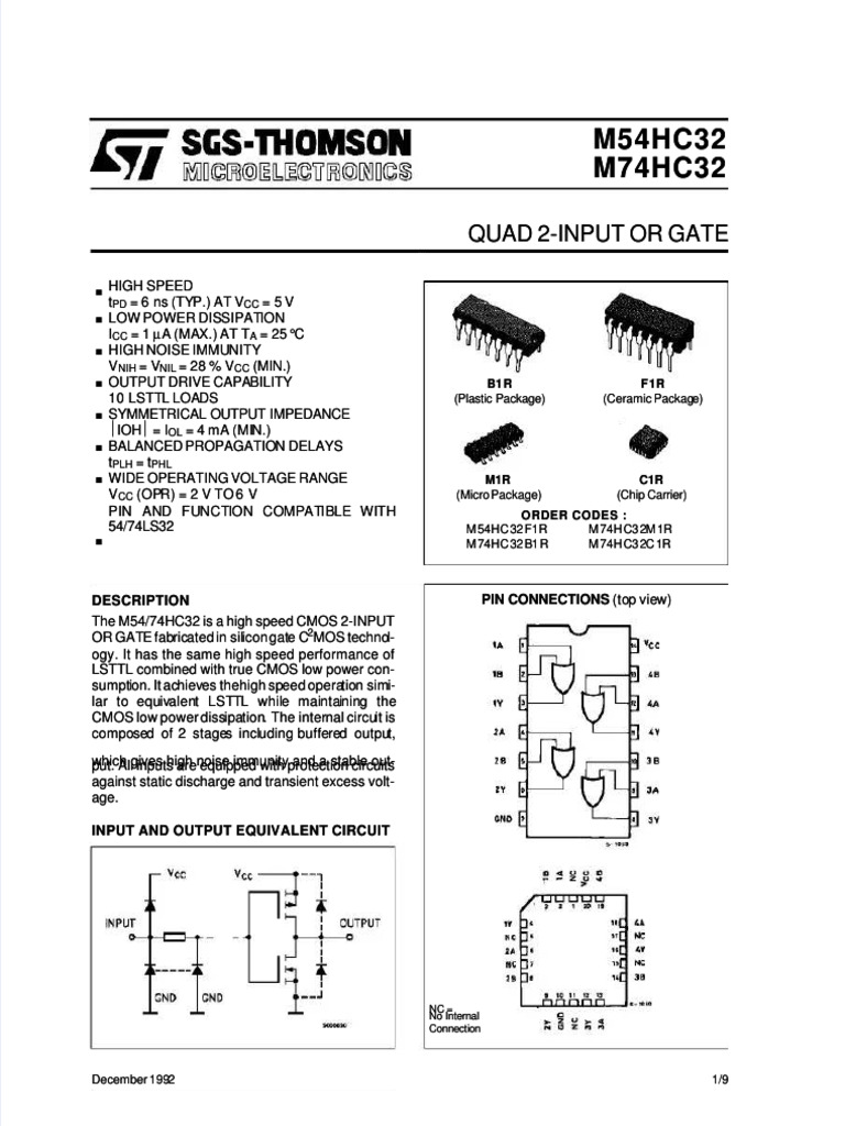 PDF Datasheet 7432 or PDF - Compress | PDF | Cmos | Logic Gate