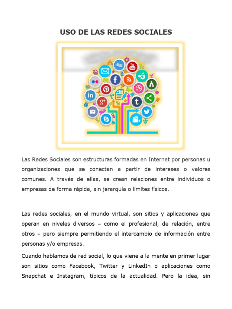 Uso De Las Redes Sociales Pdf Servicio De Redes Sociales Facebook