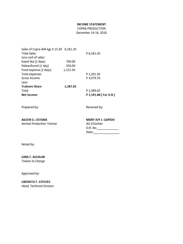Sample Income Statement | PDF | Accounting | Income