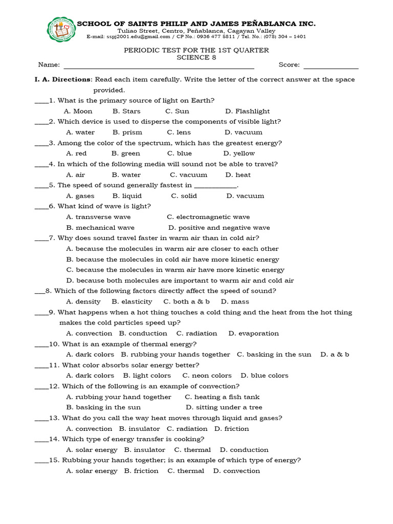 Periodic Test Grade 8 | PDF | Thermal Conduction | Convection