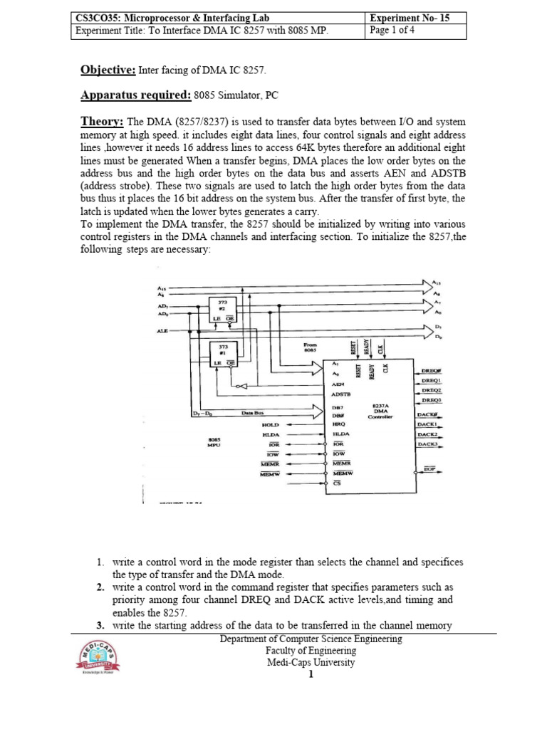 Experiment 15 - MP 8085 Lab Manual | PDF | Digital Electronics | Computer Architecture