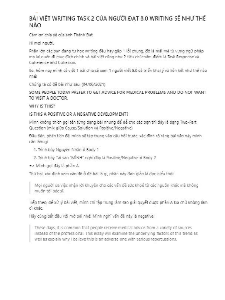 Sample Writing Band 8 & Mindset | PDF