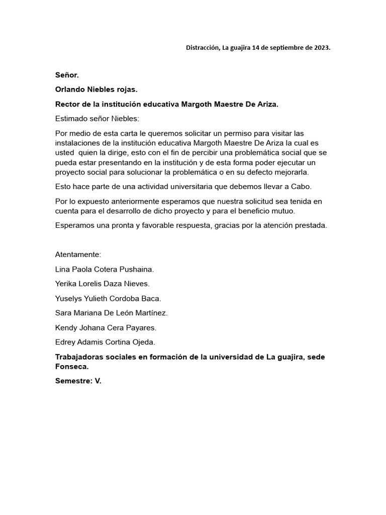 Carta de Proyecto Social | PDF