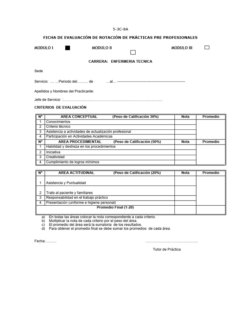 Fichas de Eval I-Ii-Iii | PDF | Cuidado de la salud