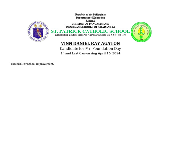 Mr. Foundation Day Candidate Announcement | PDF
