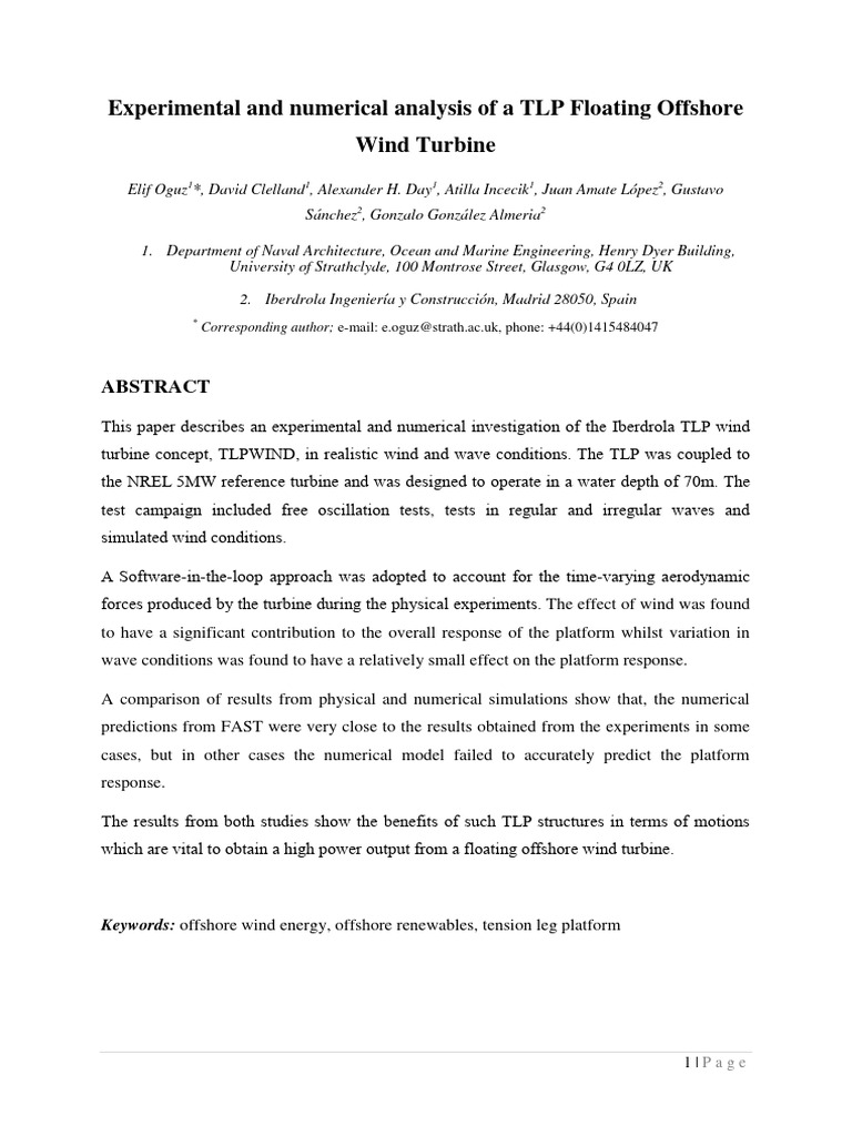 Oguz OE2017 Experimental and Numerical Analysis of A TLP Floating ...
