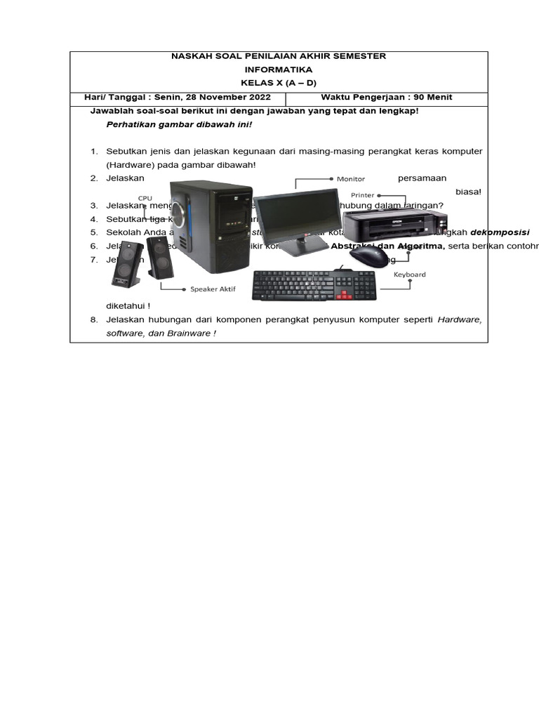 Latihan Soal Informatika | PDF | Komputer | Teknologi & Rekayasa